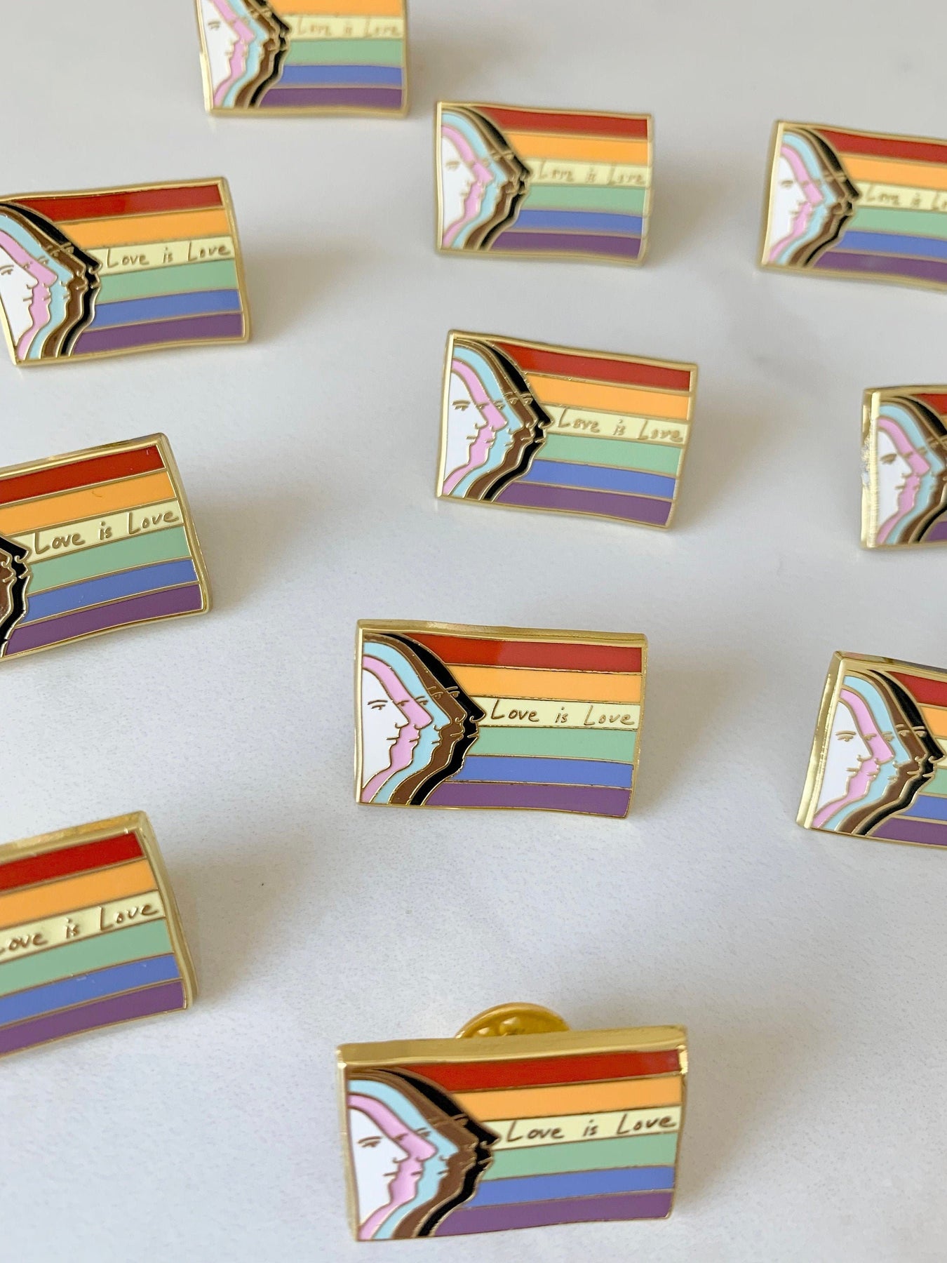 LGBTQ + Pride Rainbow Flag Enamel Pin | Gold | Love is Love pin | Prid ...