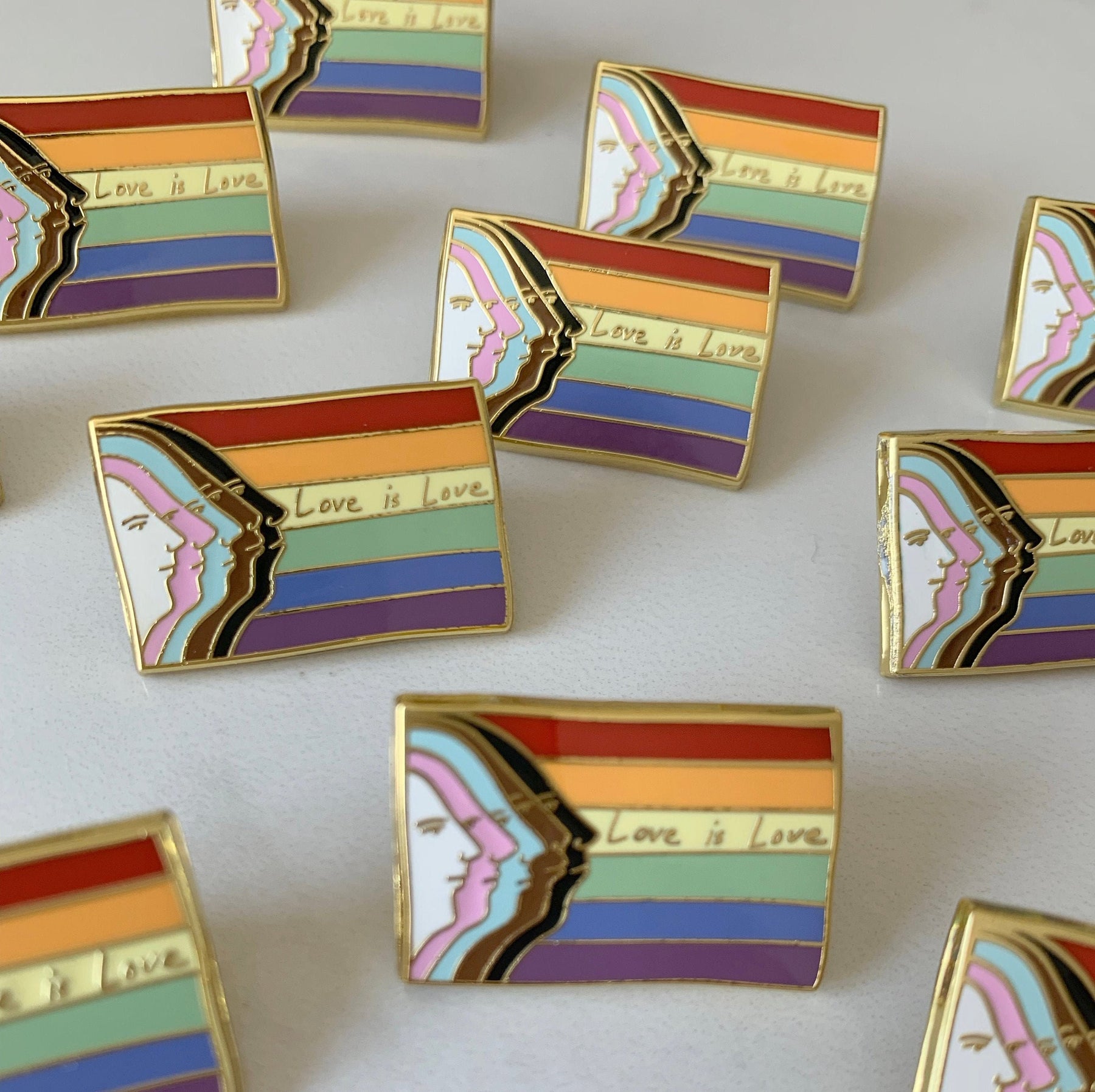 LGBTQ + Pride Rainbow Flag Enamel Pin | Gold | Love is Love pin | Prid ...